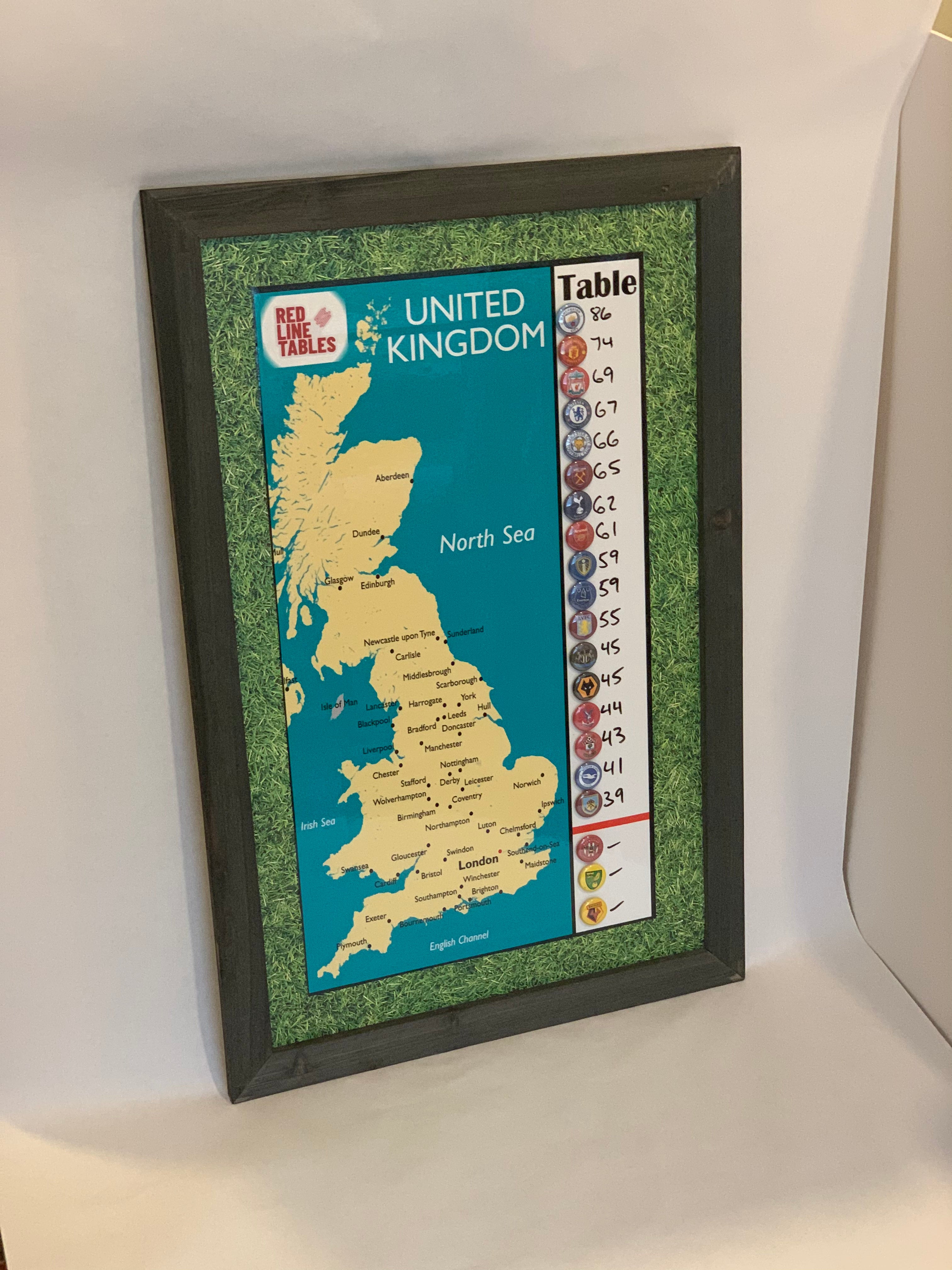 Large Map Wood Frame Table w/ magnet set (2024/2025) | Red Line Tables